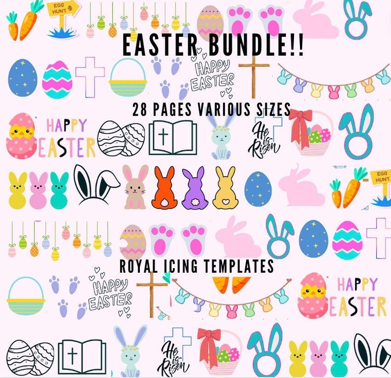 Easter Royal Icing Transfer Template, Cookie Transfers Easter, Cupcake ...
