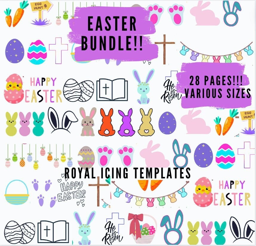 Easter Royal Icing Transfer Template, Cookie Transfers Easter, Cupcake ...