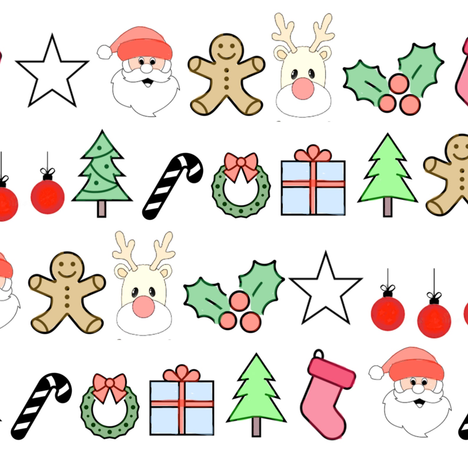 Christmas Cookie Transfers, Cookie Template, Cupcake Topper, Digital ...