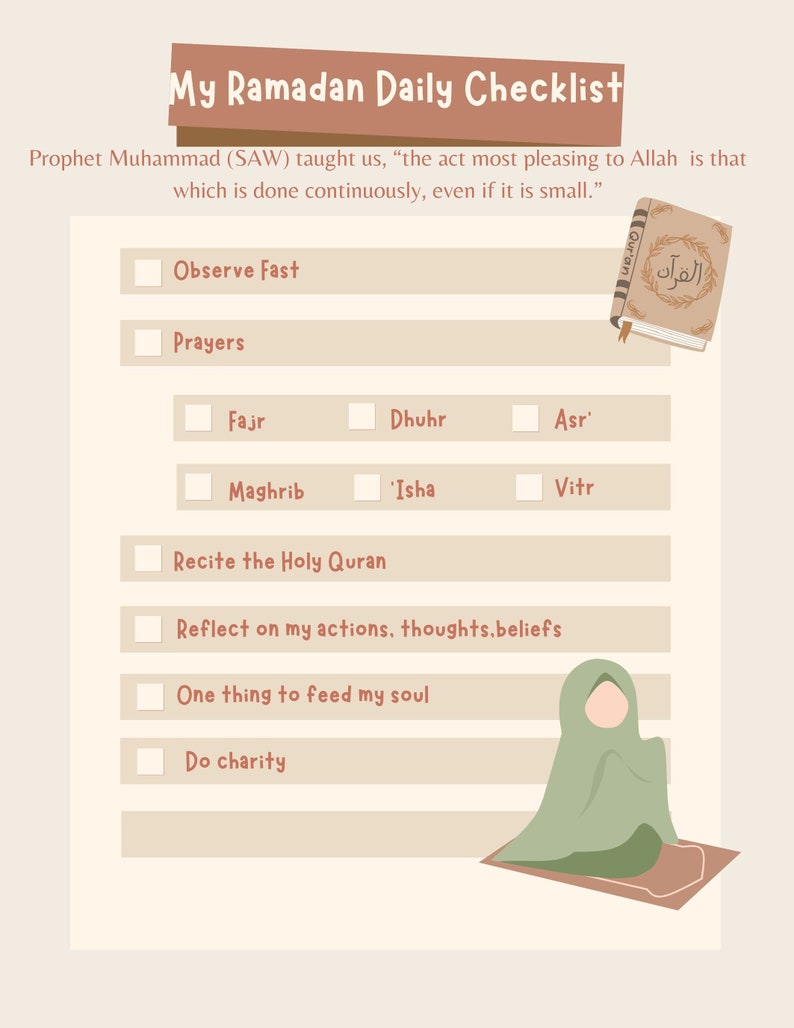 Ramadan Checklist - Etsy