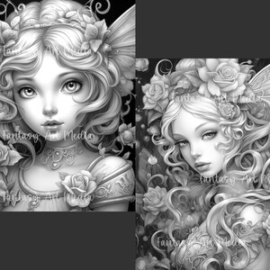 Rose Fairies - 20 Gorgeous Flower Fairy Girls Grayscale Coloring Pages ...