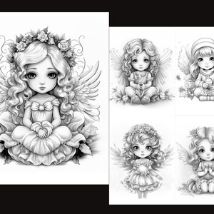 Adorable Angel Girls Coloring Pages | 40 Printable Adult Cute Women ...