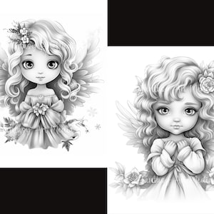 Adorable Angel Girls Coloring Pages | 40 Printable Adult Cute Women ...