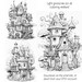Cool Crazy Houses Coloring Book, Printable Adult Grayscale Townhouse ...