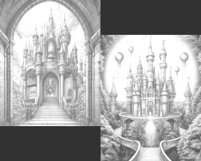 25 Magic Portal Castles Coloring Pages Printable Adult - Etsy
