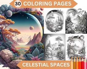 Coloring Page Fantasy Grayscale High Resolution Printable - Etsy