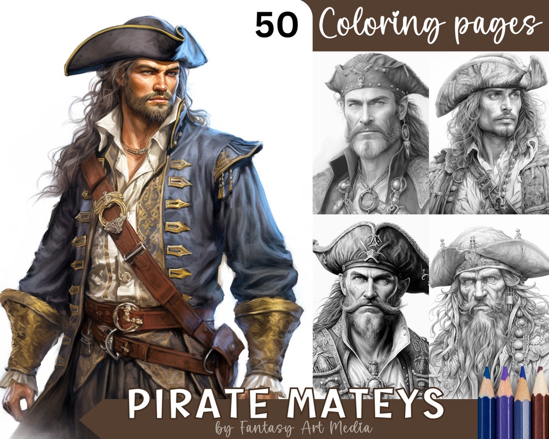 Pirate Mateys Coloring Pages | 50 Fun Adult Man/men Printable, Nautical ...