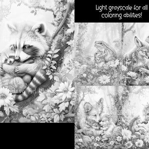 Mother & Baby Cuties Coloring Pages, Adult Grayscale Animal Families ...