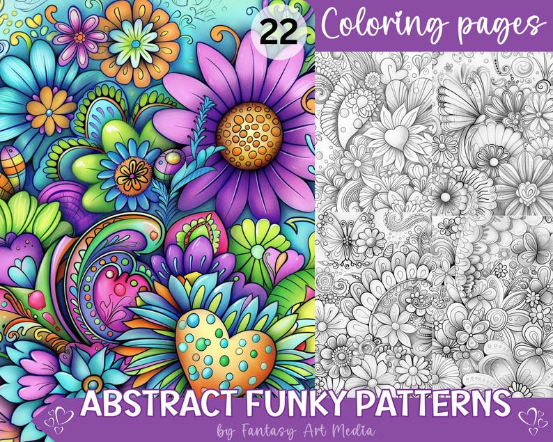 Abstract Funky Patterns Coloring Pages Whimsical Cute Quirky Flowers ...