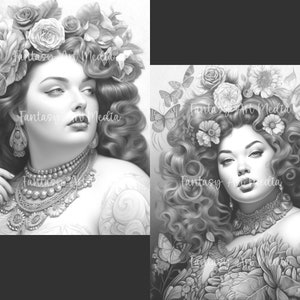 Full Figured Beauties 30 Grayscale Plus Sized Women Coloring Book Pages ...