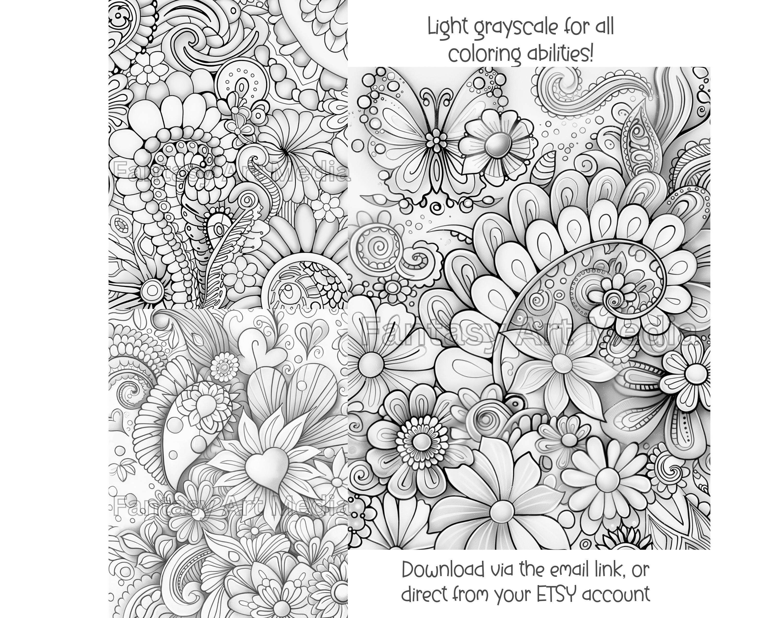 Abstract Funky Patterns Coloring Pages Whimsical Cute Quirky Flowers ...