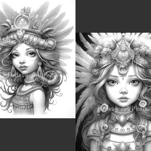 Native Indian Fairies - 8 Gorgeous Fairy Girls Grayscale Coloring Pages ...