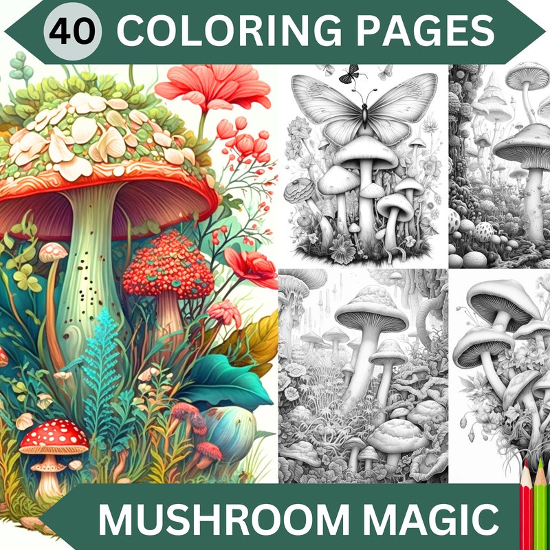 Mushroom Coloring Pages - Etsy