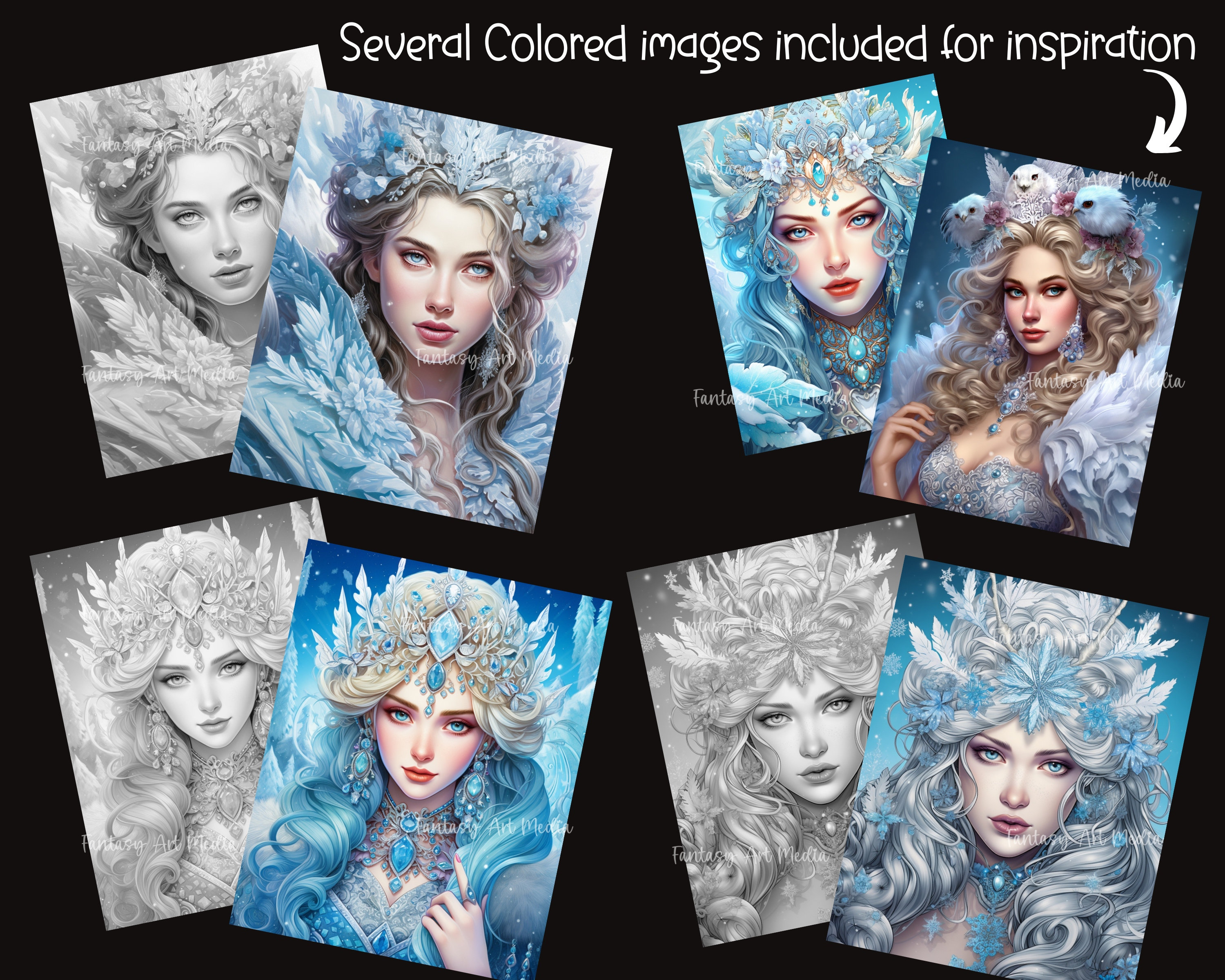 Cool Ice Princesses - 46 Beautiful Women Grayscale Coloring Pages ...