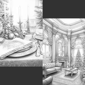 Christmas Interiors Coloring Pages: 35 Xmas Decoration Designs ...