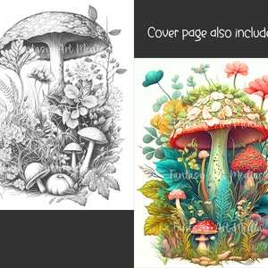 40 Mushroom Magic Coloring Pages | Printable Adult Grayscale Coloring ...