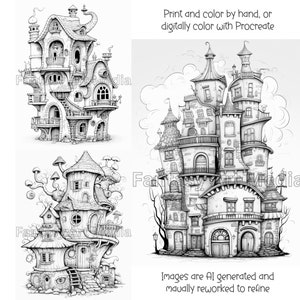 Cool Crazy Houses Coloring Book, Printable Adult Grayscale Townhouse ...