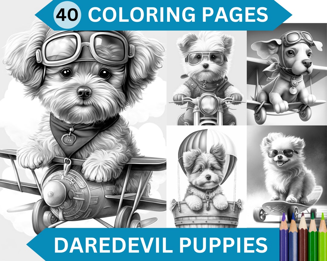 40 Cute Daredevil Puppies Grayscale Coloring Pages | Printable Adult ...
