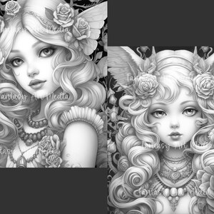 Rose Fairies - 20 Gorgeous Flower Fairy Girls Grayscale Coloring Pages ...