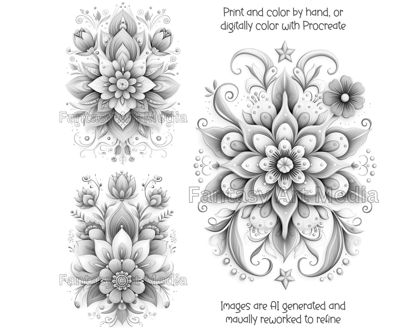 Stunning Floral Mandalas Coloring Pages - Blooming Flower Patterns ...
