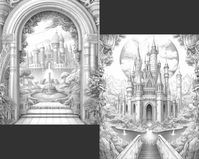 25 Magic Portal Castles Coloring Pages Printable Adult - Etsy