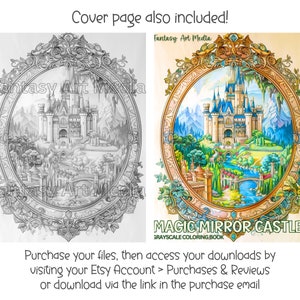 Magic Mirror - Castles Coloring Pages | Printable Adult Grayscale ...