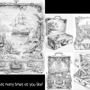A Case of Adventure Coloring Pages | Printable Adult Magical Fairytale ...