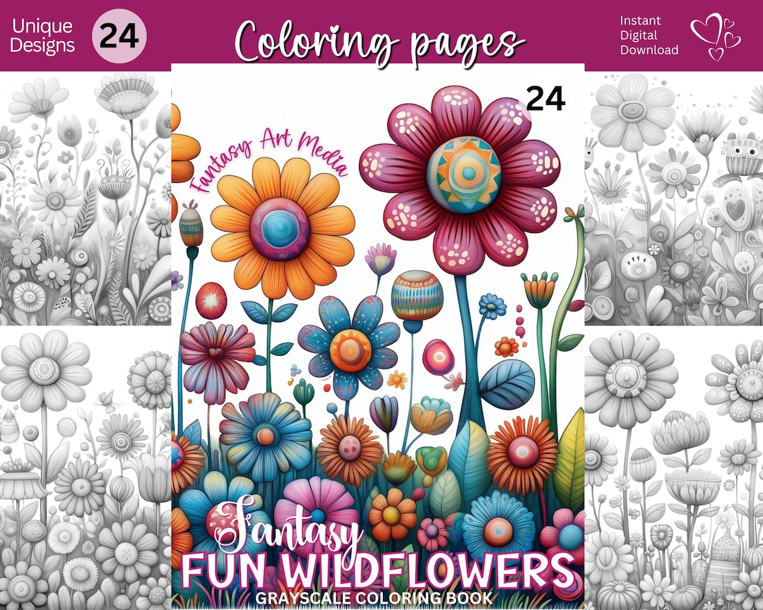 Fantasy Fun Wildflowers Coloring Pages, Abstract Whimsical Cute Quirky ...