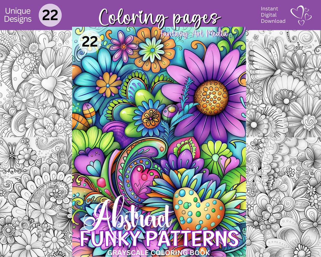 Abstract Funky Patterns Coloring Pages Whimsical Cute Quirky Flowers ...