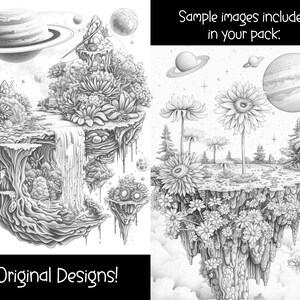 Floating Islands Coloring Pages, Printable Adult Grayscale Fantasy ...