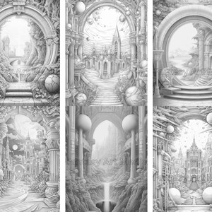 Fantasy Magic Portals Coloring Pages| Printable Adult Space Fairytale ...