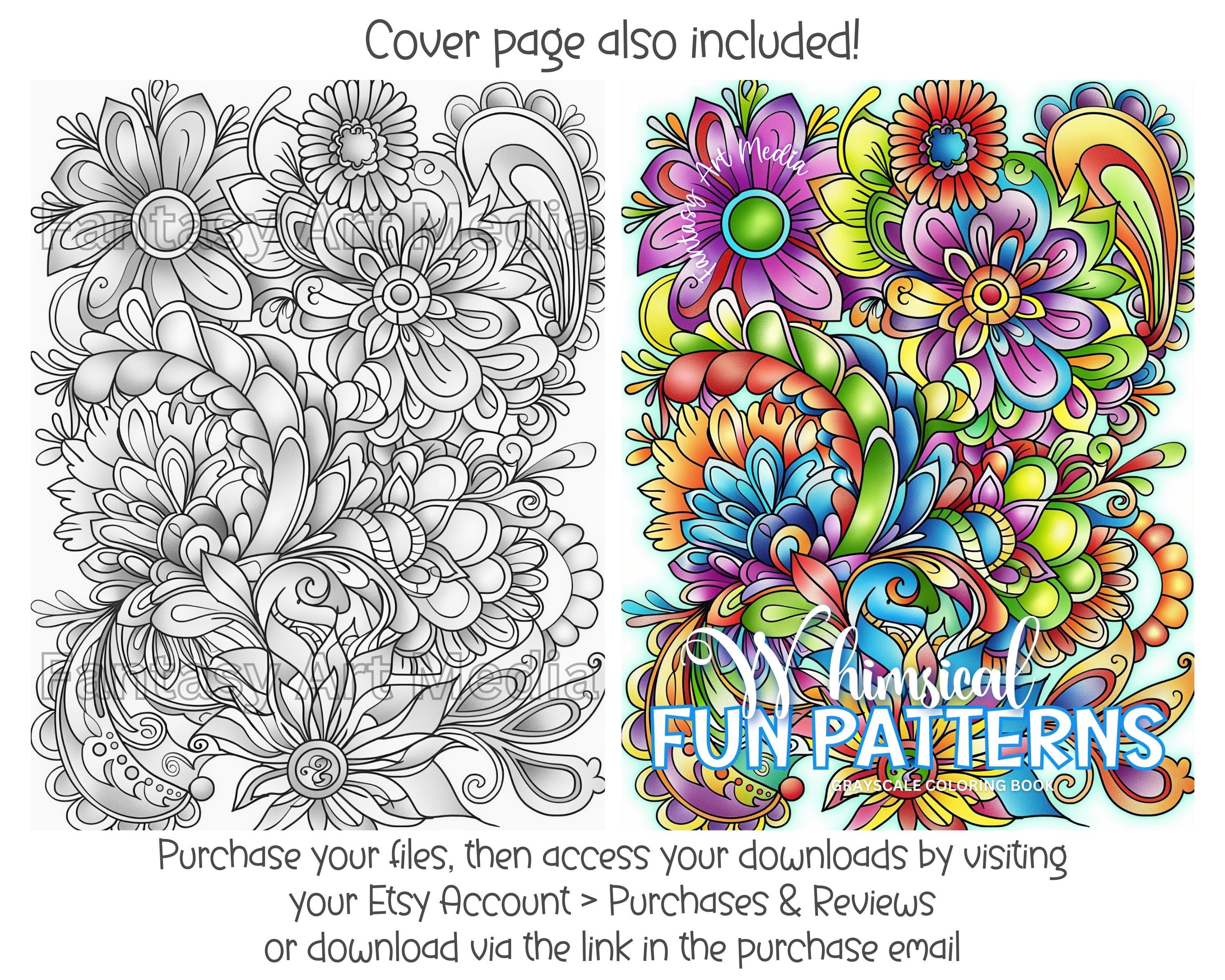 Whimsical Fun Patterns Coloring Pages Abstract Cute Quirky Flowers ...
