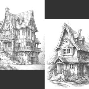 25 Bavarian Cottages Coloring Pages | Printable Adult Medieval German ...