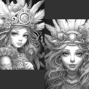Native Indian Fairies - 8 Gorgeous Fairy Girls Grayscale Coloring Pages ...