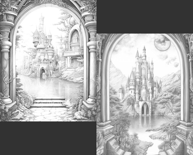25 Magic Portal Castles Coloring Pages Printable Adult - Etsy