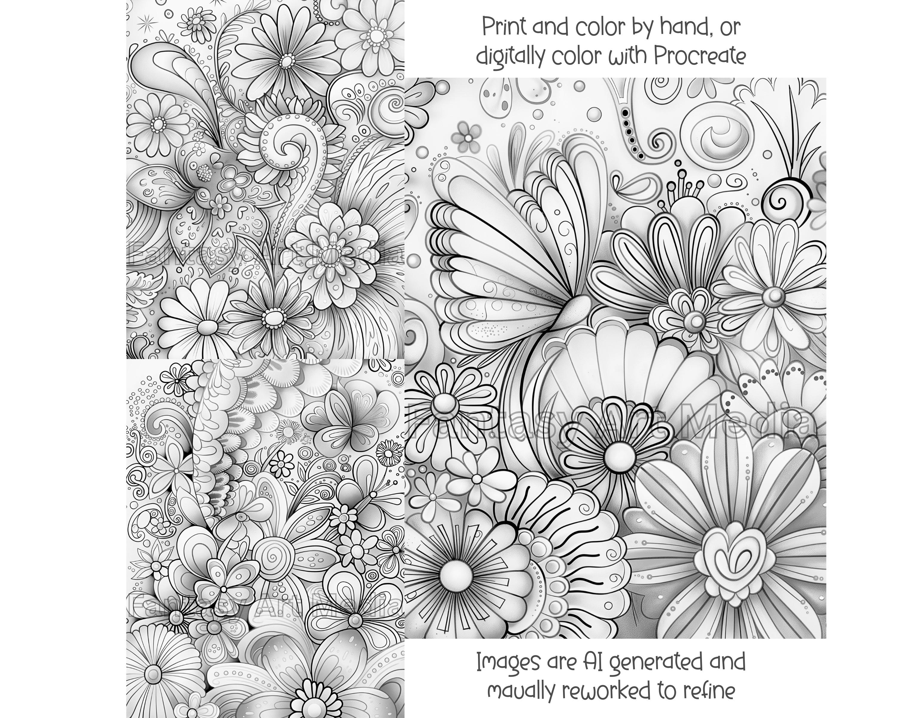 Abstract Funky Patterns Coloring Pages Whimsical Cute Quirky Flowers ...