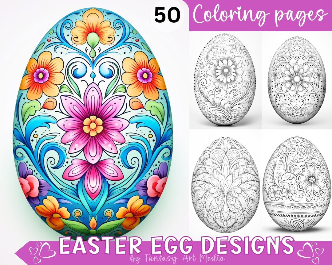 Easter Egg Designs Coloring Pages, 50 Printable Adult Decoration ...