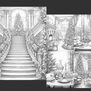 Christmas Interiors Coloring Pages: 35 Xmas Decoration Designs ...
