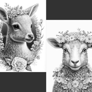 30 Baby Animals (on White) Grayscale Coloring Pages | Printable Adult ...