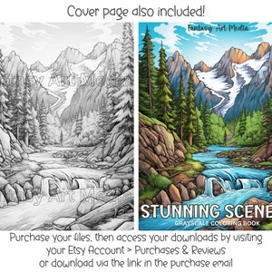 Stunning Scenery Coloring Pages, Printable Adult Grayscale Country ...