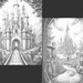 Magic Portal Castles Coloring Pages: Grayscale Fantasy Art (PDF/JPG) - Etsy