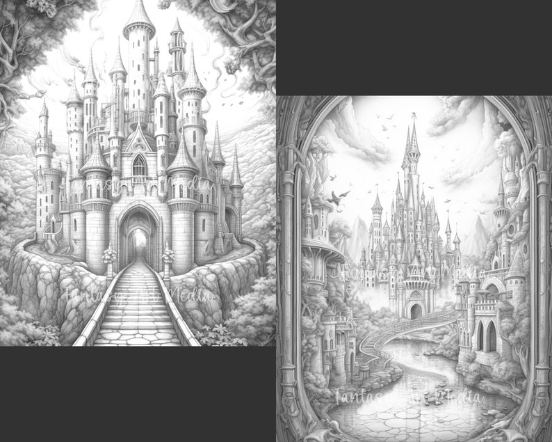 25 Magic Portal Castles Coloring Pages Printable Adult - Etsy