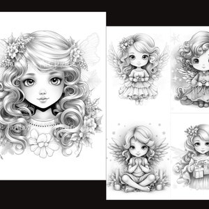Adorable Angel Girls Coloring Pages | 40 Printable Adult Cute Women ...