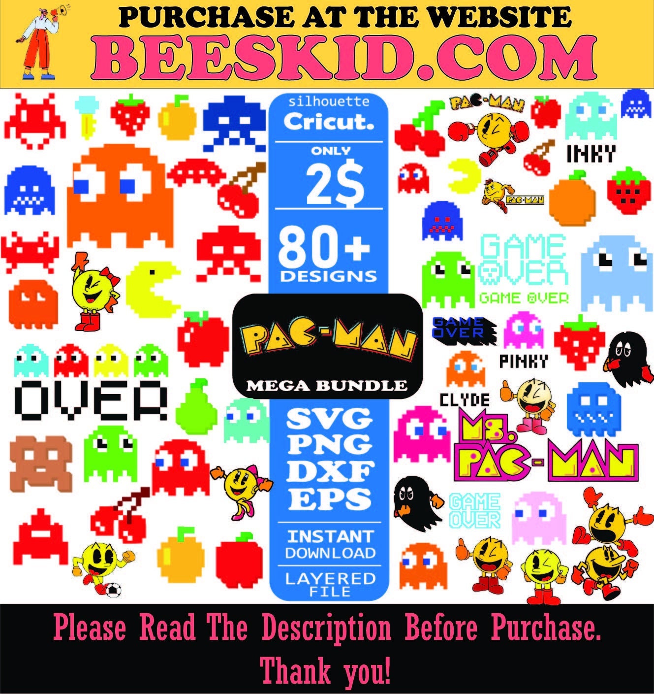 Pac-Man Svg Bundle Layered Svg Cut Files Cartoon Clipart - Etsy.de