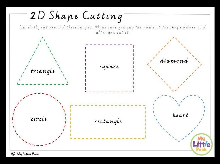 2D Shape and Line Tracing & Cutting and Colour Activities - Etsy
