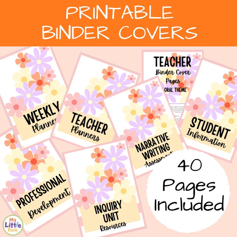 PRINTABLE I Beautifully Designed Teacher Binder Covers I Floral Theme I ...
