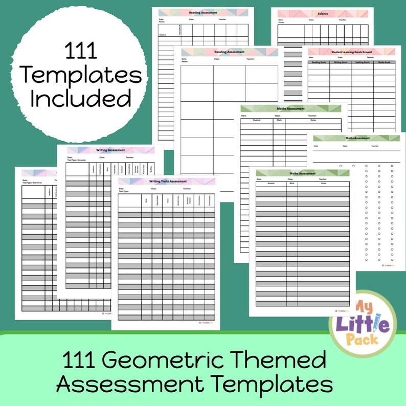 111 Teacher Assessment Record TEMPLATES - Geometric Theme - Etsy