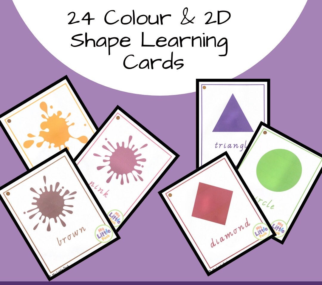 24 Colour & 2D Shape Cards - Etsy