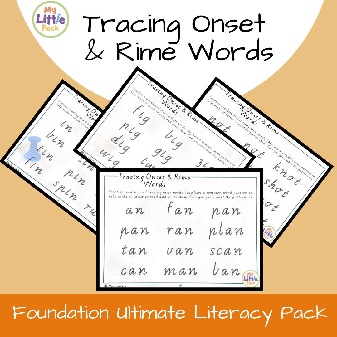 Rhyming Words Printable Activity - Onset & Rime Activities - Etsy