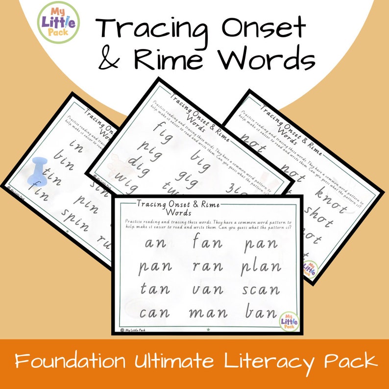 Rhyming Words Printable Activity - Onset & Rime Activities - Etsy